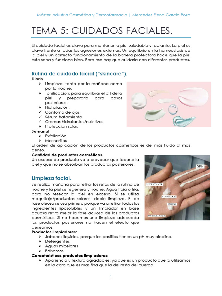 Tema 5 Cuidados Faciales | PDF | Productos cosméticos