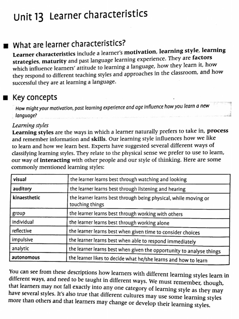 Learner characteristics | PDF