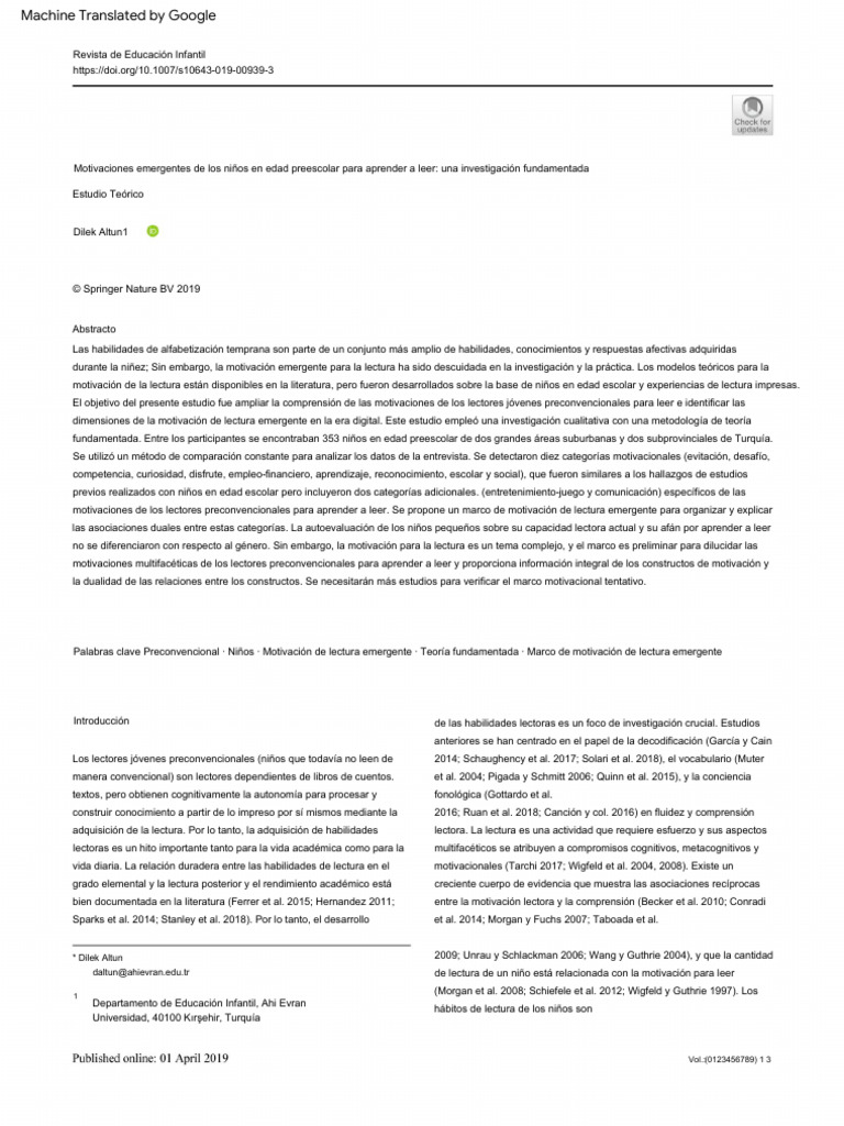 © Springer Nature BV 2019: Dilek Altun Daltun@ahievran - Edu.tr | PDF | Educación de la primera ...