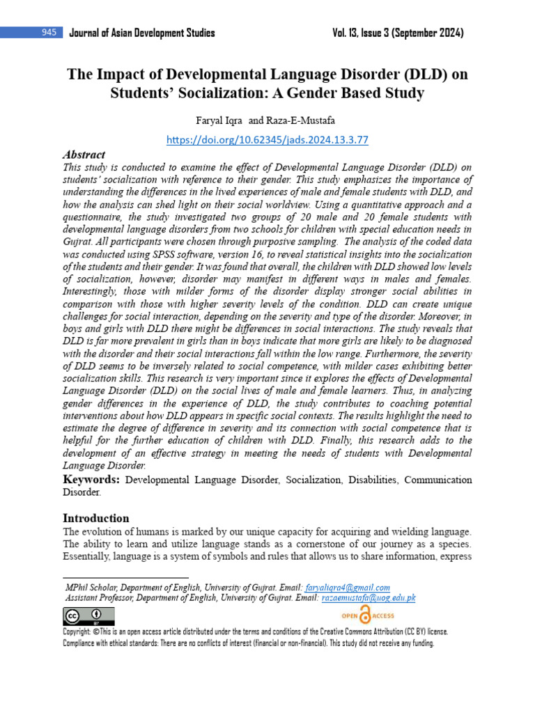 The Impact of Developmental Language Disorder DLD | PDF | Mental Disorder | Child Development