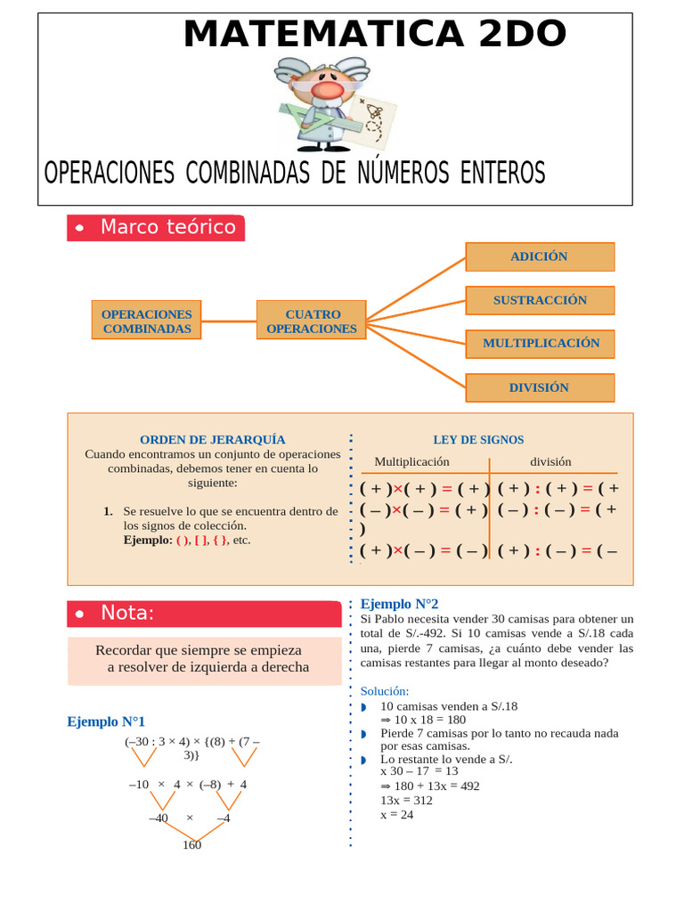 Operaciones-Combinadas-de-Números-Enteros-Para-Segundo-Grado-de ...