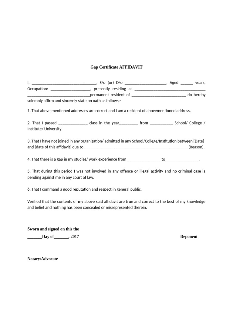 Affidavit - Education or Experience Gap | PDF