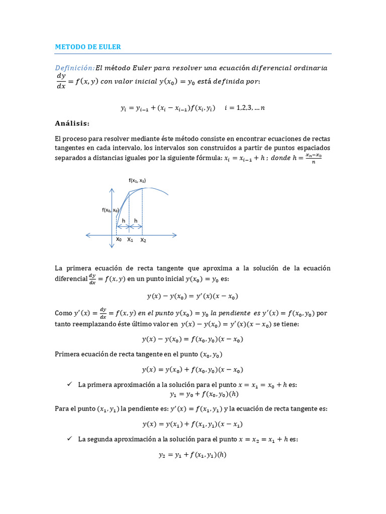 Metodo de Euler | PDF | Ecuaciones | Objetos matemáticos