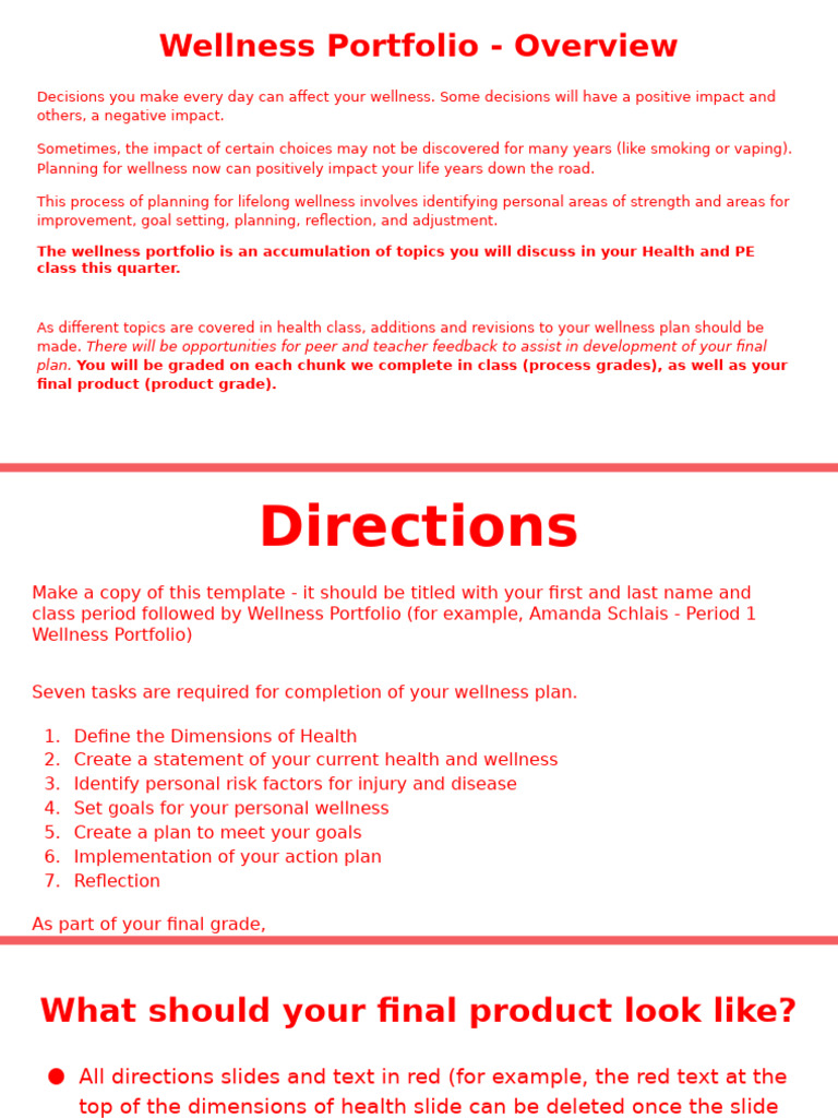 Wellness Portfolio Overview and Guide | PDF | Goal | Sleep