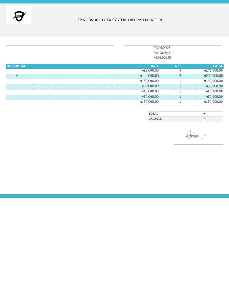 IP Network CCTV System Invoice | PDF
