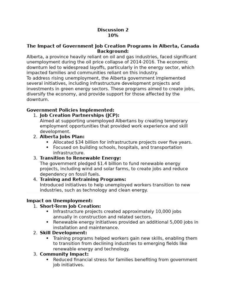 Alberta's Job Creation Programs Impact | PDF | Unemployment ...