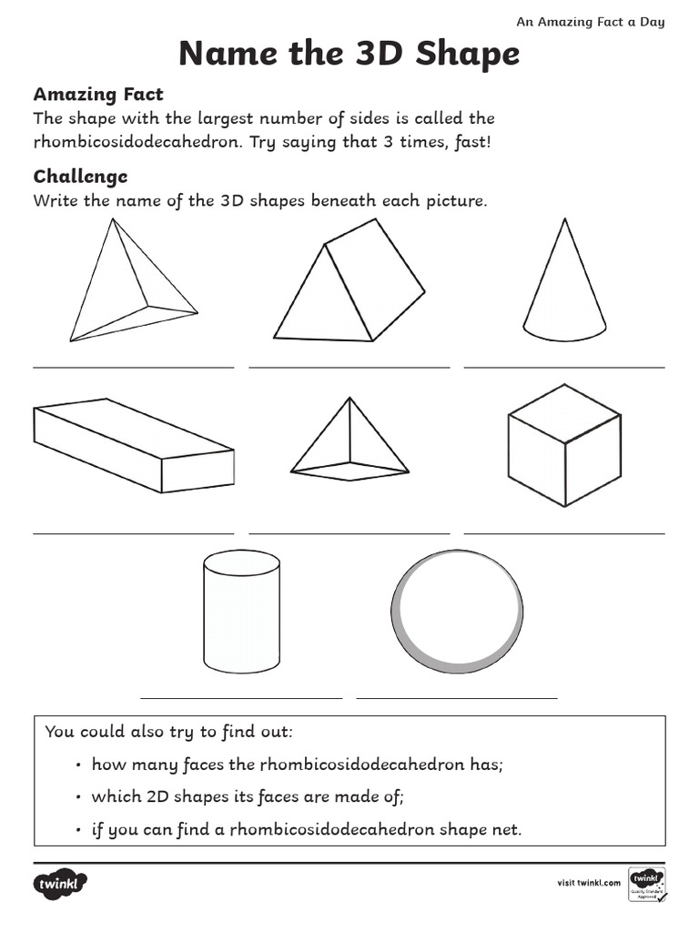 T T 2547094 Name The 3d Shape Activity Sheet | PDF