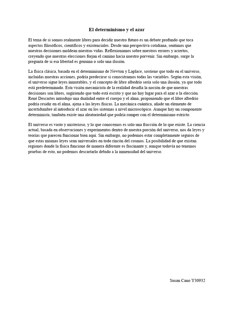 El Determinismo y El Azar. | PDF