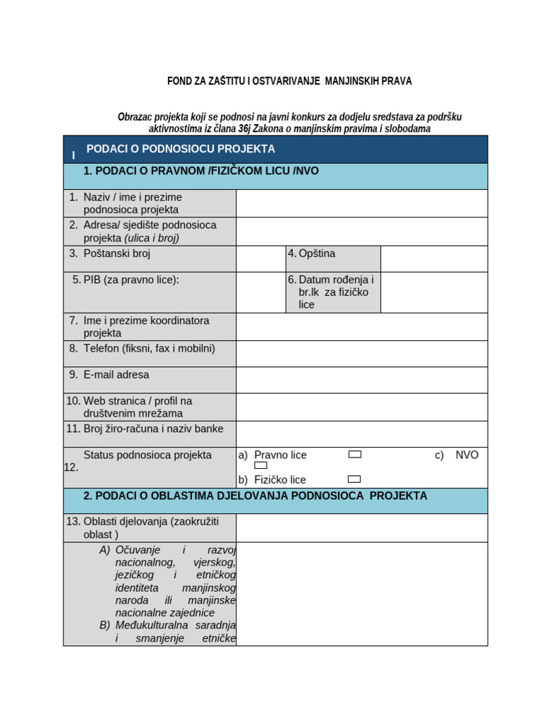 Prijava Na Kokurs Lat | PDF