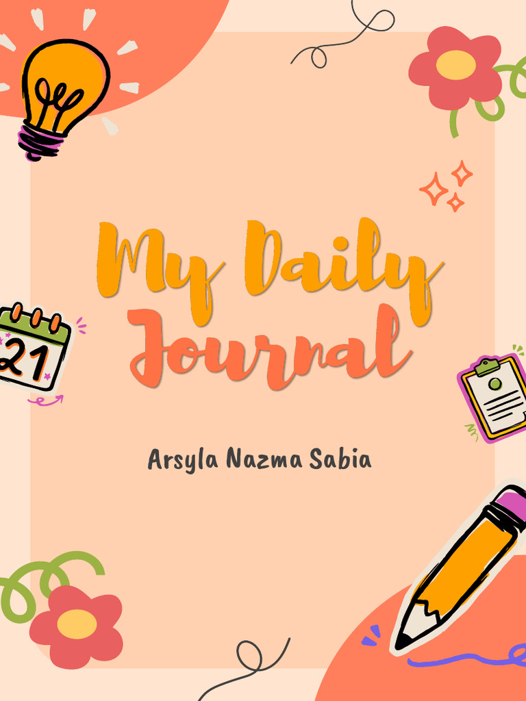 Orange Colorful Illustrative Daily Journal Cover Document A4 | PDF