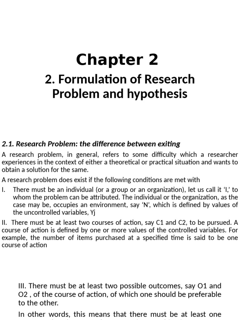 Chapter 2 Research Problem and Hyothesis333 | PDF | Hypothesis | Null ...