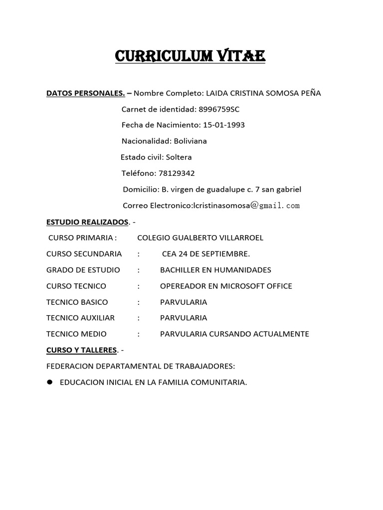 Curriculum Laida Somosa | PDF