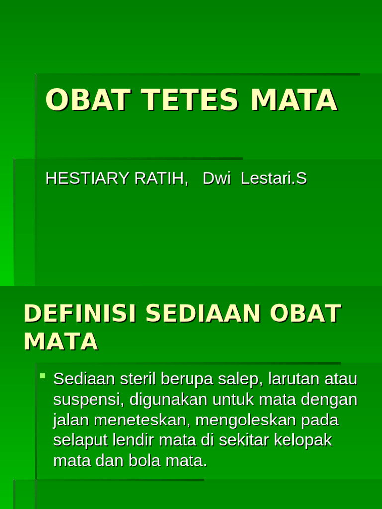 Panduan Lengkap Obat Tetes Mata | PDF