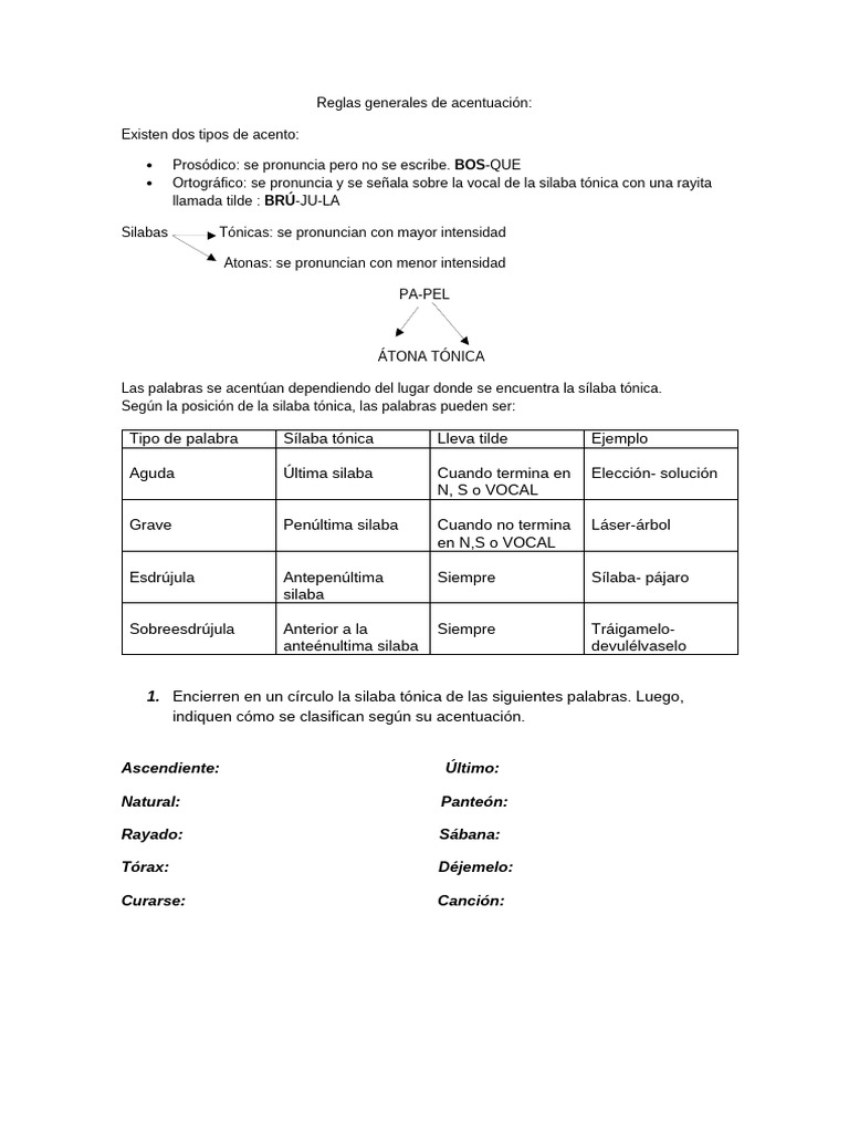 Reglas Generales de Acentuacion. | PDF | Lingüística | Fonética