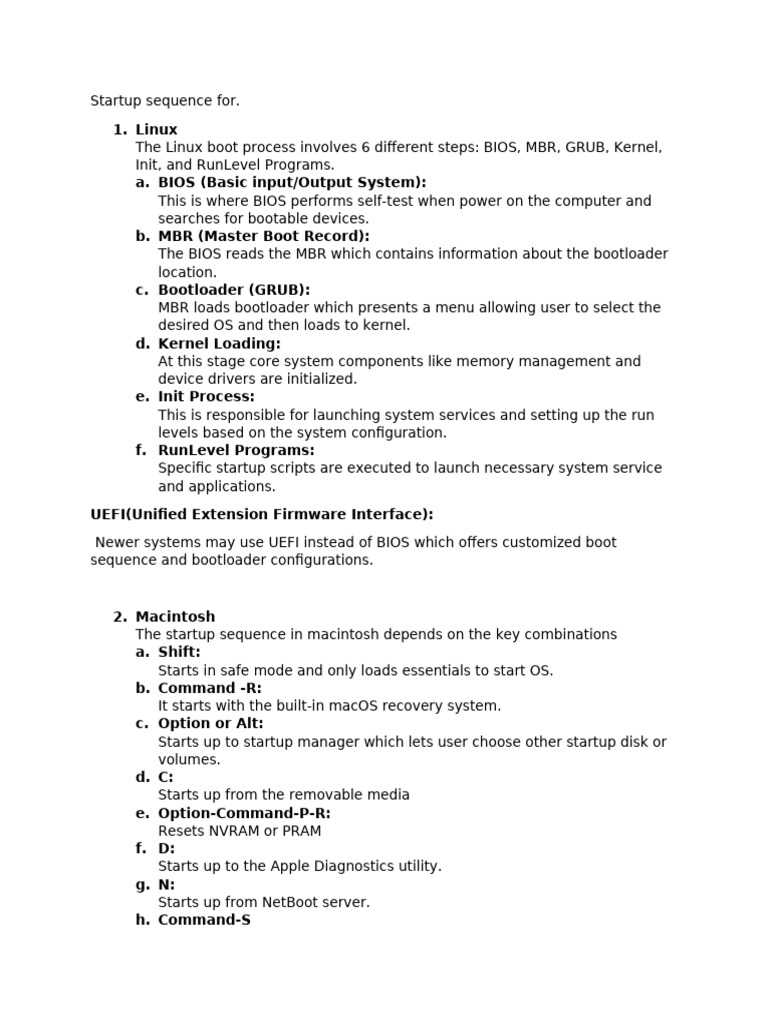 Startup Sequence For | PDF