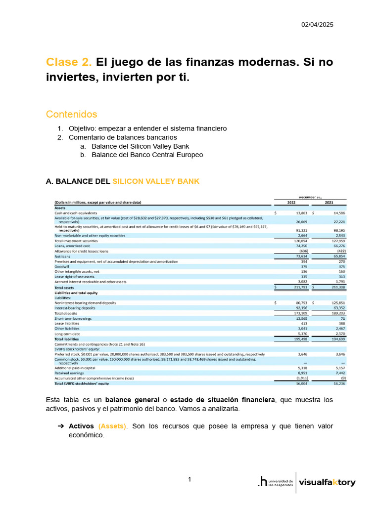 Clase 2. El Juego de Las Finanzas Modernas. | PDF | Bancos | Banco ...