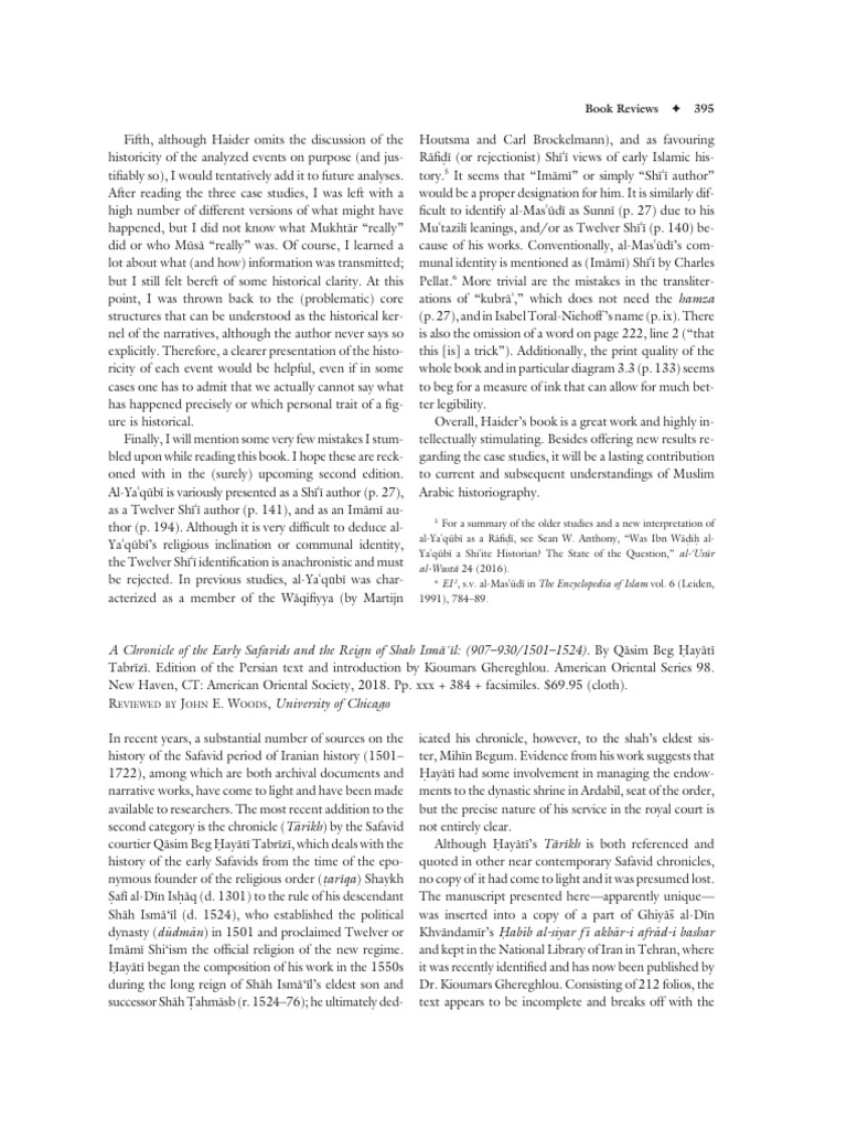 Review.A Chronicle of The Early Safavids and The Reign of Shah Ismail ...