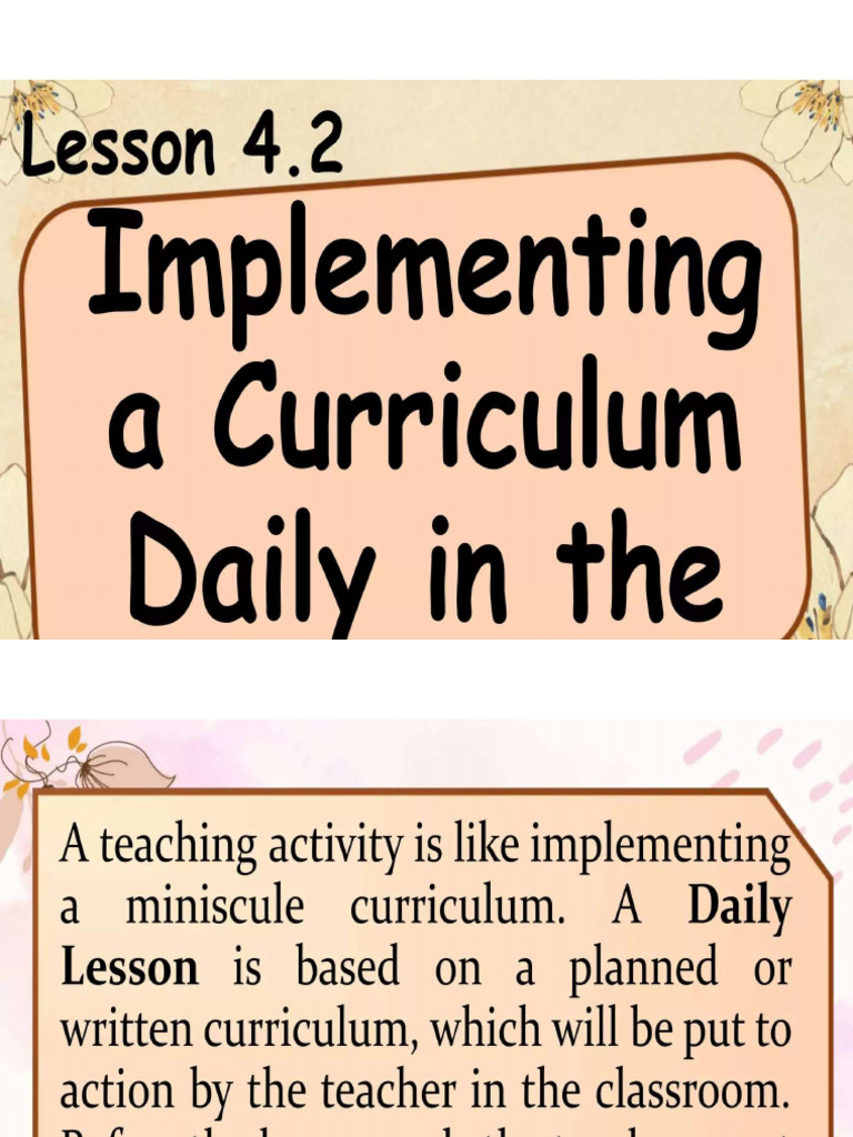 Implementing Curriculum Daily in the Classr | PDF