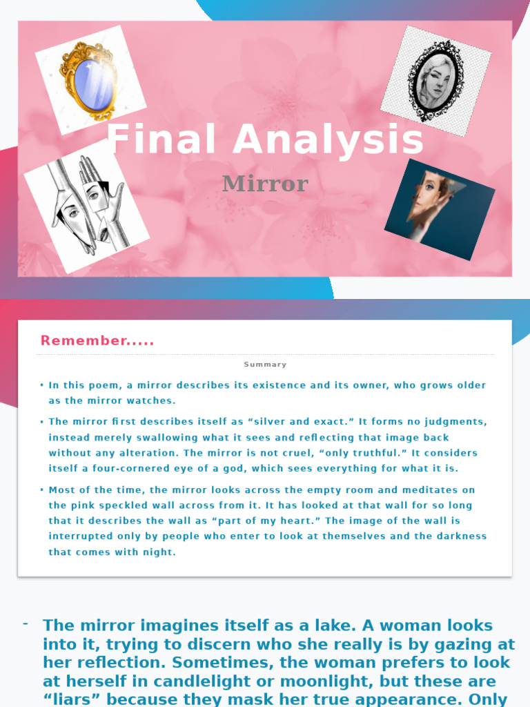 Analysis of Sylvia Plath's "Mirror" Poem | PDF | Semantics | Semiotics