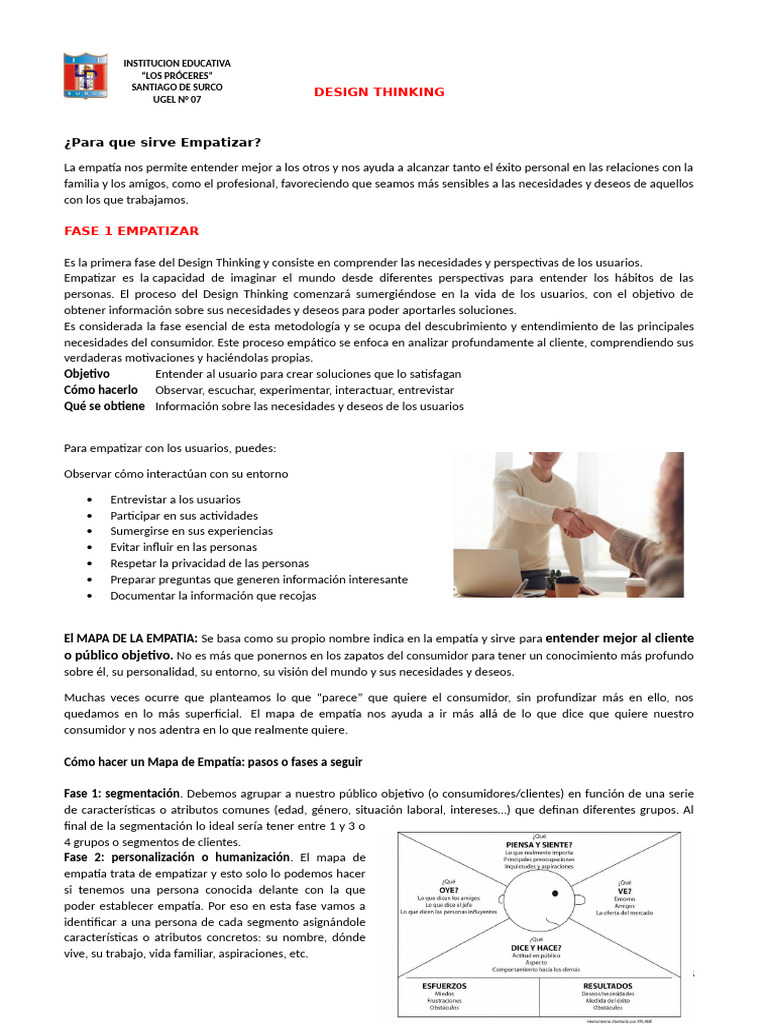 Fase de Empatizar en Design Thinking | PDF | Empatía | Hipótesis