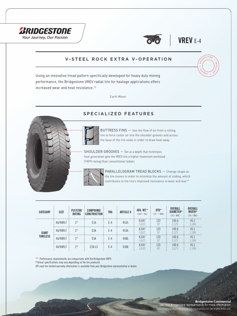 Bridgestone VREV E-4 Tire Specifications | PDF | Tire | Transportation ...