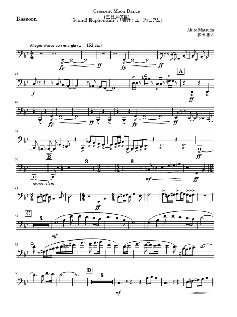 Hibike Euphonium - Crescent Moon Dance - Bassoon | PDF | Musical Forms | Elements Of Music