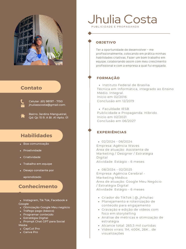 Currículo de Jhulia Costa: Marketing e Design | PDF