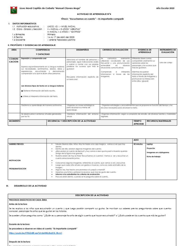 14 Al 17 Abril - SESIÓN DE APRENDIZAJE - Gatitos - Abejitas - Cuentos ...