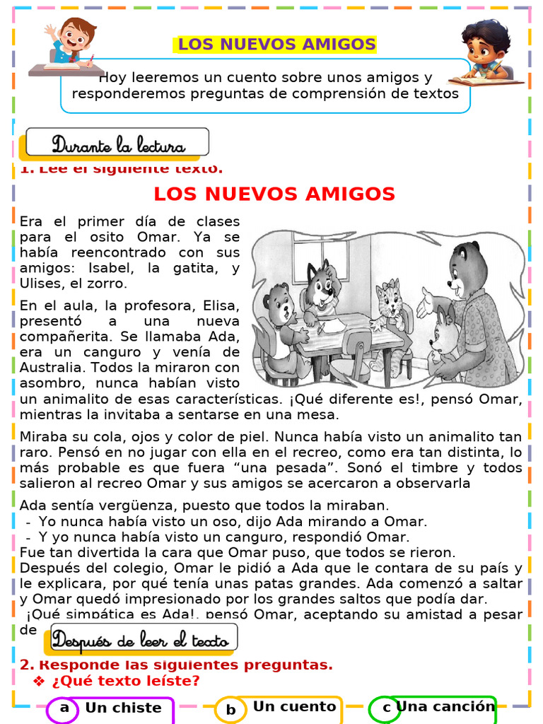 FICHA - LECT LOS NUEVOS AMIGOS | PDF