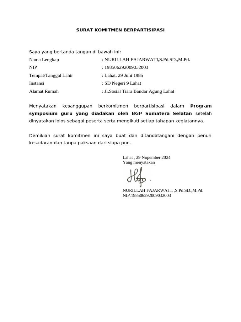 Surat Komitmen | PDF
