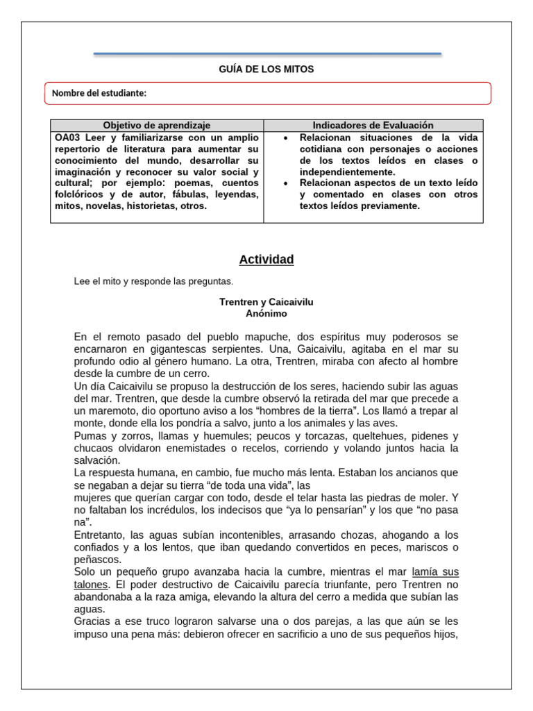 Guia Mitos Chilenos | PDF