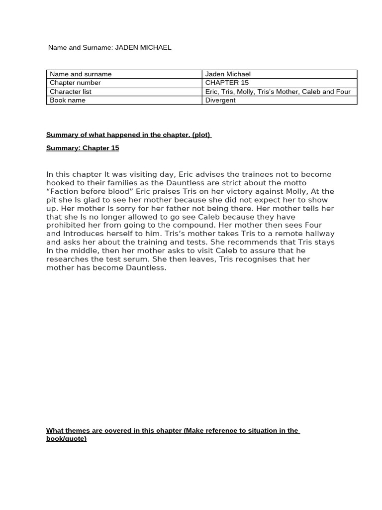 Divergent Chapter 15 Summary | PDF