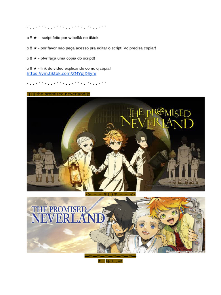 Script de The Promised Neverland | PDF | Roupas