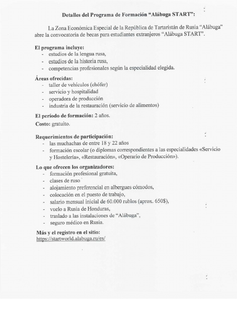 Detalles Del Programa Alabuga Start | PDF