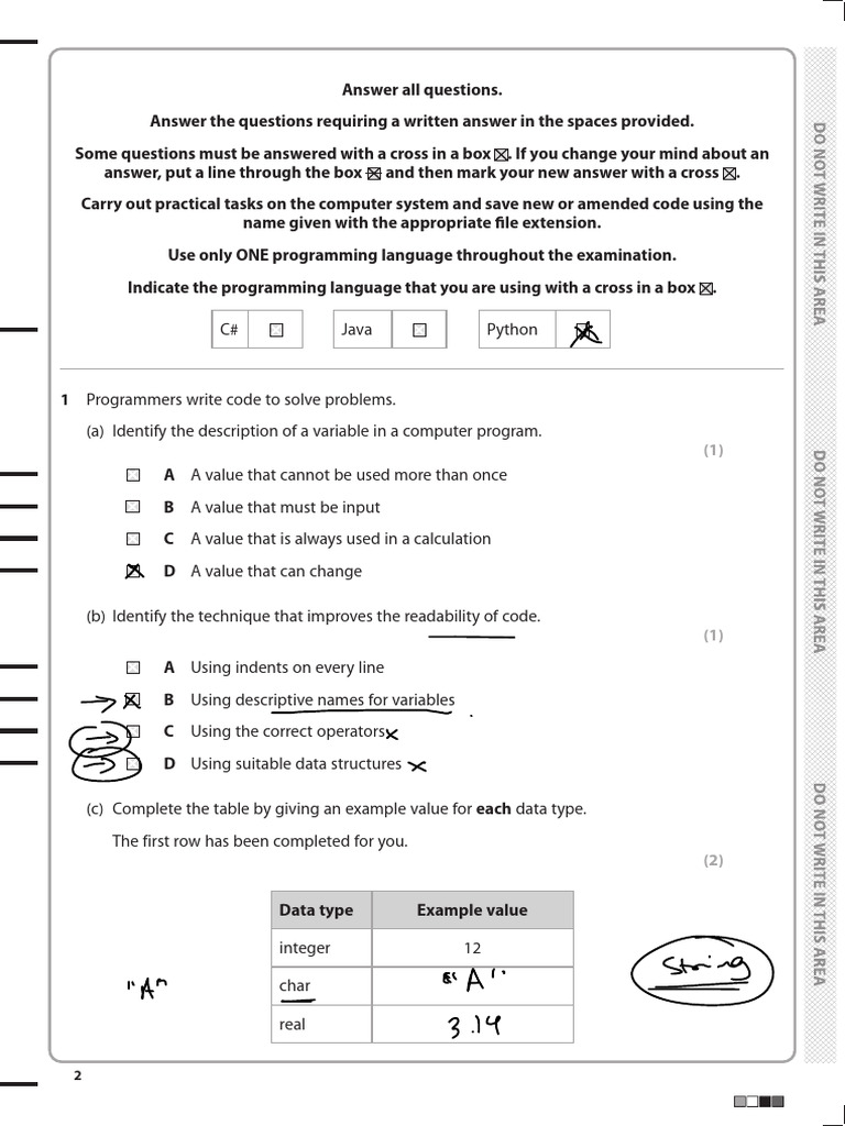 Lgs Cs Gr10 Moc Paper 2 | PDF | Data Type | Encryption