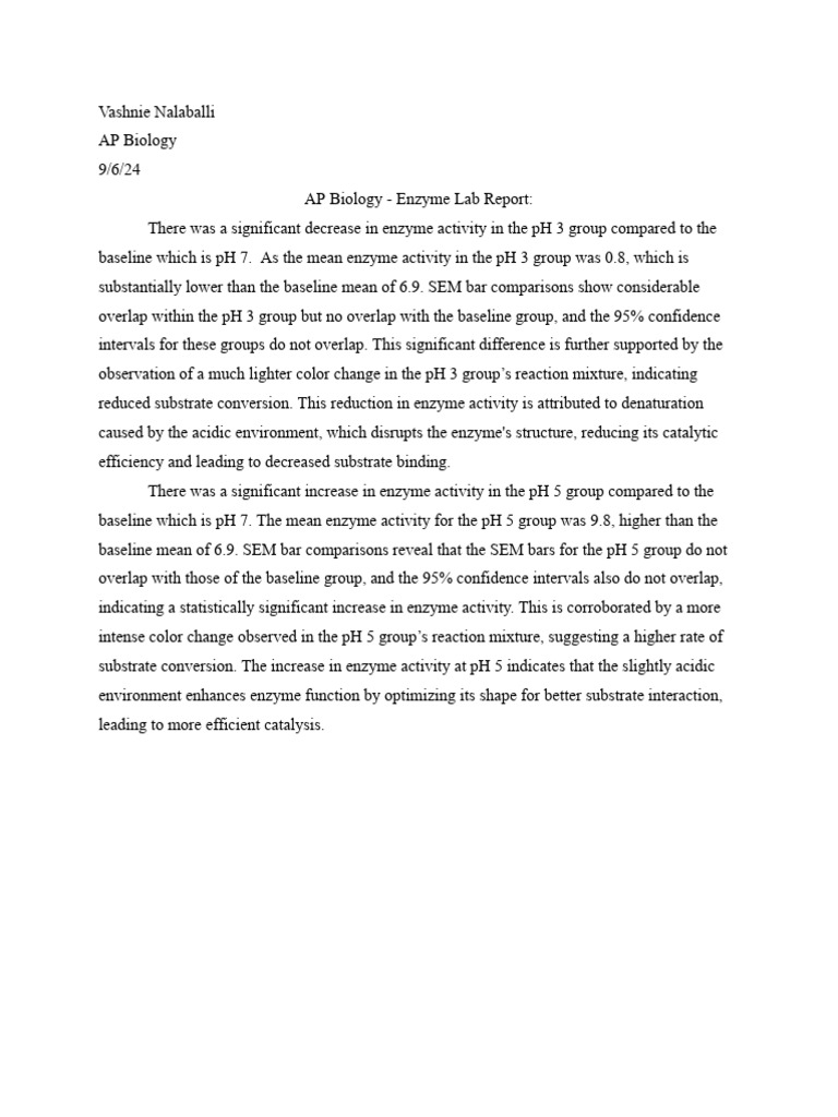 AP Biology - Enzyme Lab Report | PDF