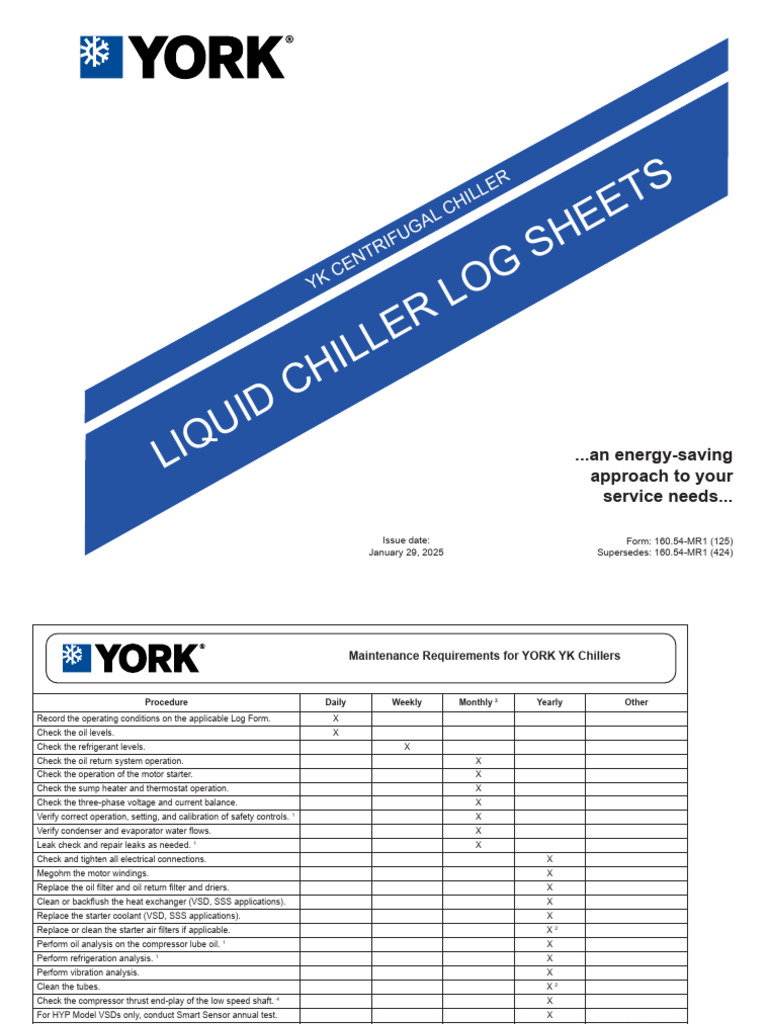 Yotk Liquid Chiller Log Sheets | PDF | Pump | Flow Measurement