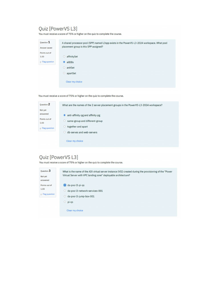 IBM Power Virtual Server Level 3 Quiz | PDF