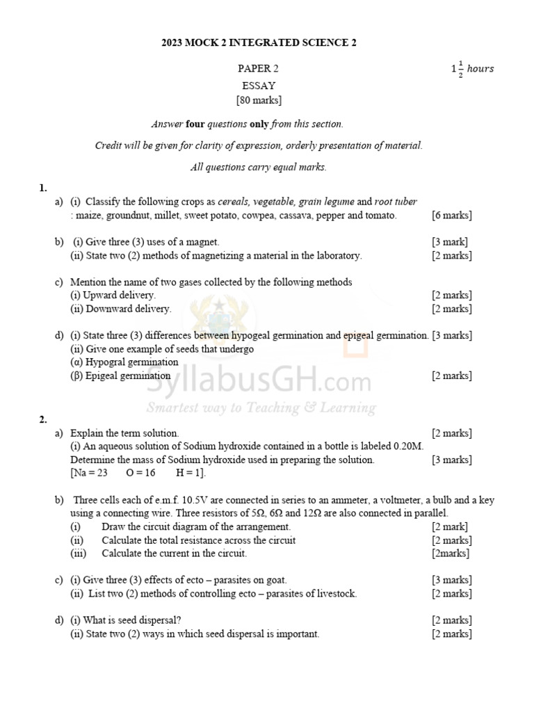 2023 Mock 2 Int Science 2 | PDF