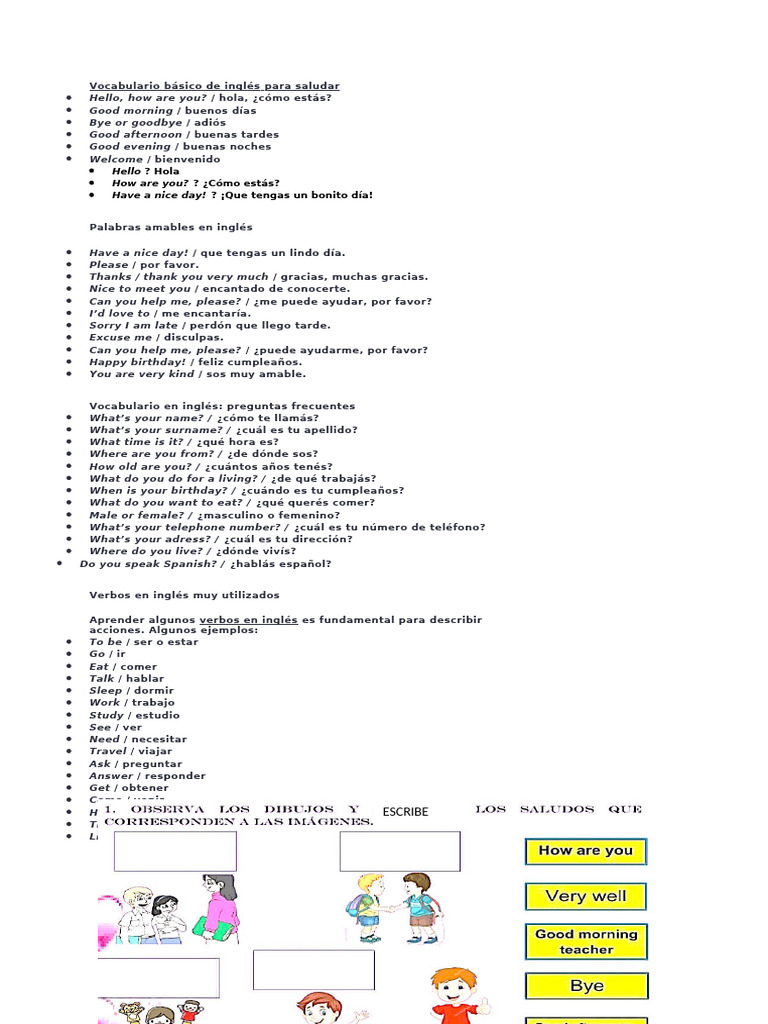 Vocabulario Básico de Inglés | PDF | Grabación de sonido