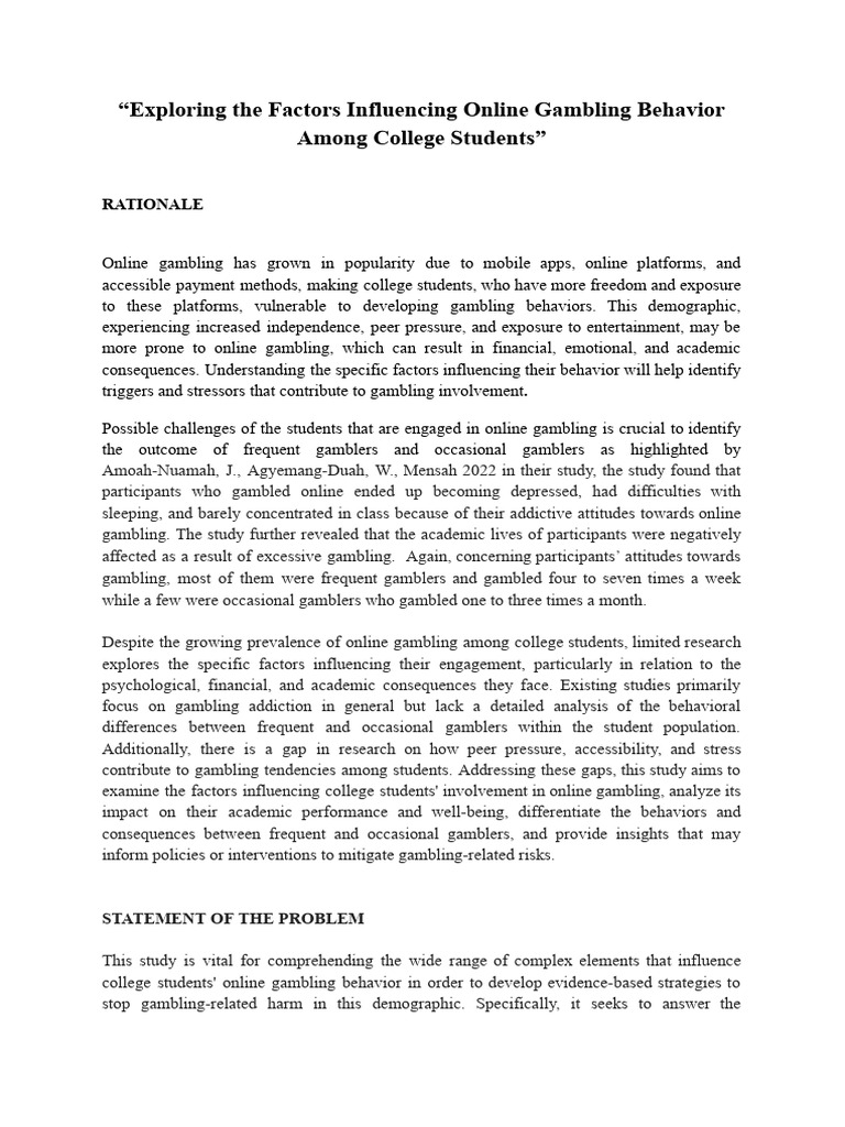 “Exploring the Factors Influencing Online Gambling Behavior Among ...