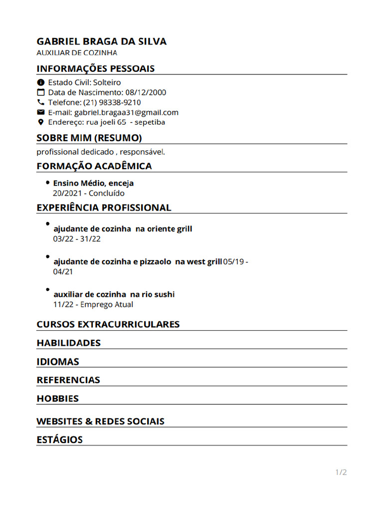 Gabriel Currículo - PDF 10 - 09 | PDF