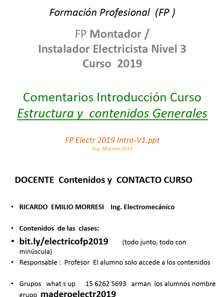 FP Electr 2019 Intro-V1 | PDF | Ingenieria Eléctrica | Red eléctrica