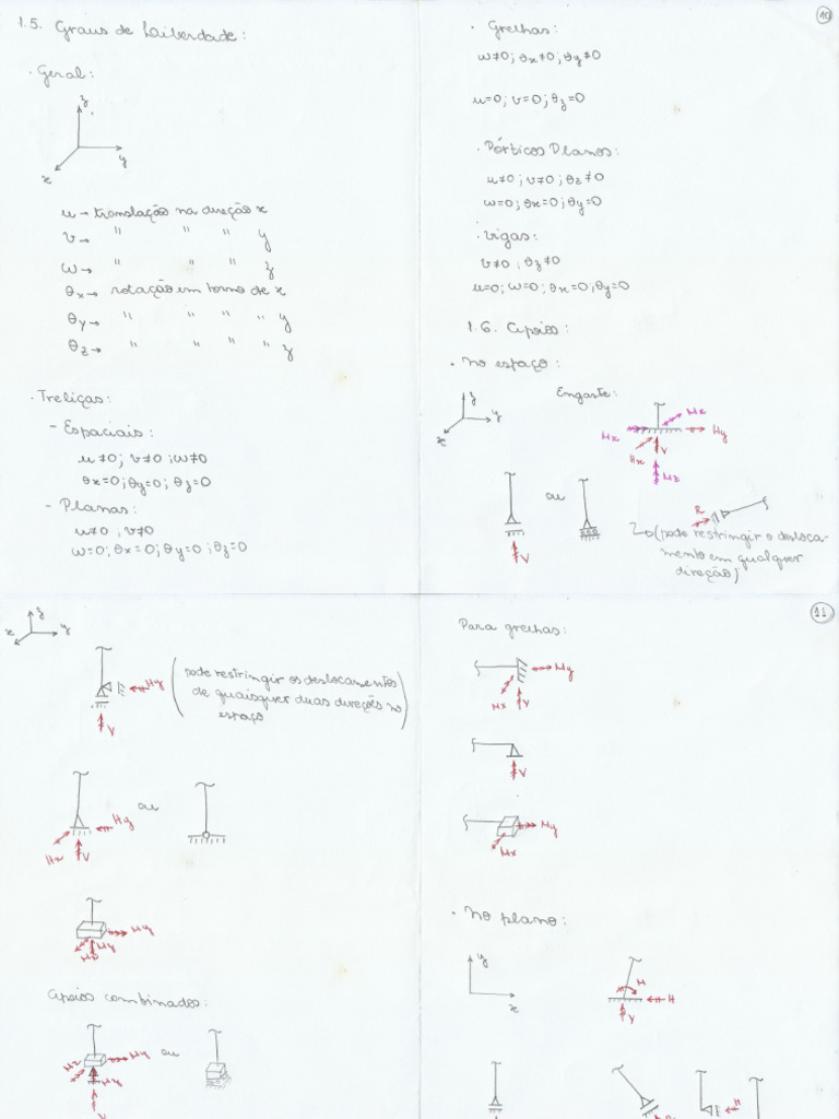 Graus de Liberdade, Apoios e RÃ Tulas | PDF