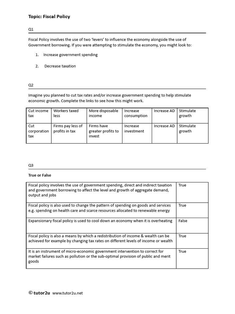 Economics Fiscal Policy Notes | PDF | Fiscal Policy | Government Budget ...