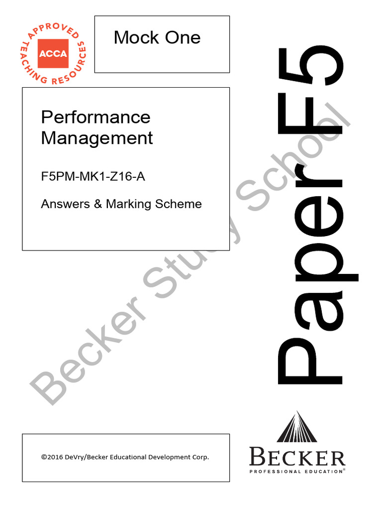 F5 Becker Mock 1 Answer PDF | PDF | Prices | Marginal Cost