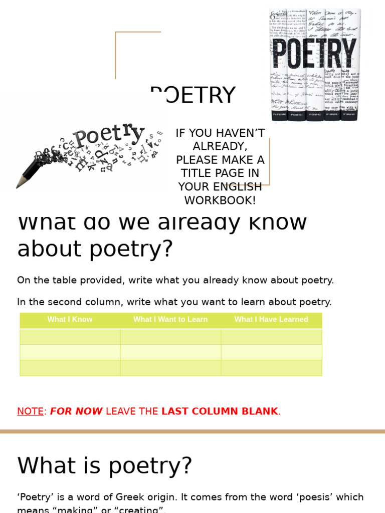An Intro To Poetry PowerPoint | PDF