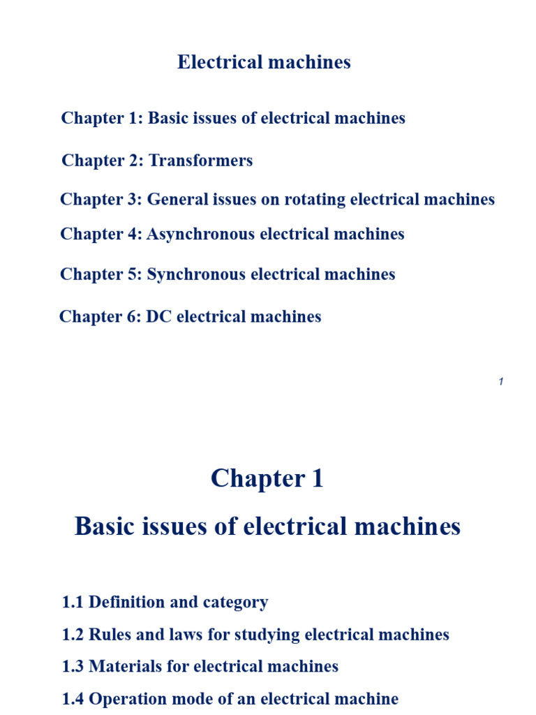 Chapter 1 - Overall of Electrical Machines | PDF | Electric Motor ...