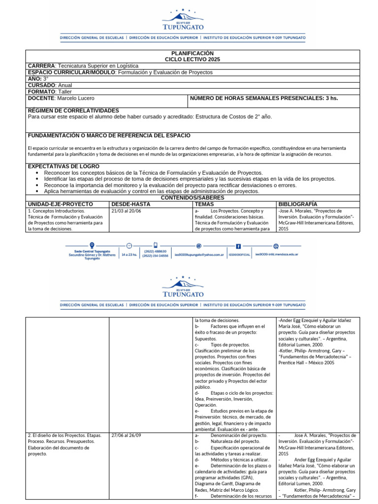 PLANIF. F. y Eval. de Proyectos | PDF | Presupuesto | Marketing