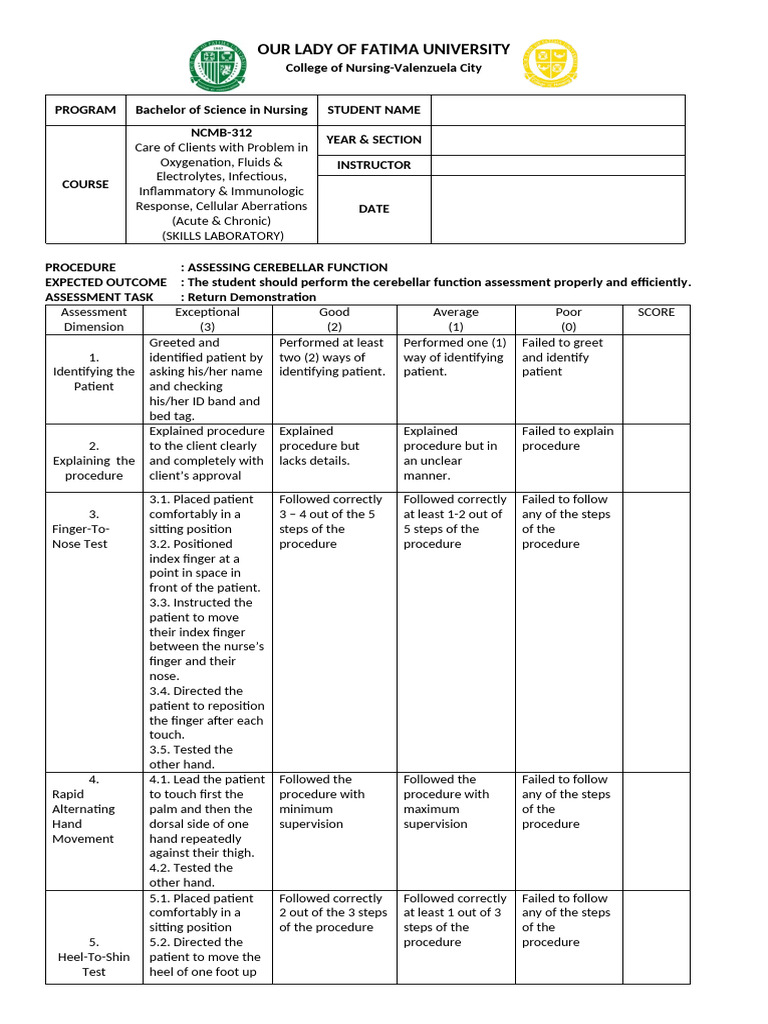 Assessing Cerebellar Function With Done and Not Done 2 | PDF | Medical ...
